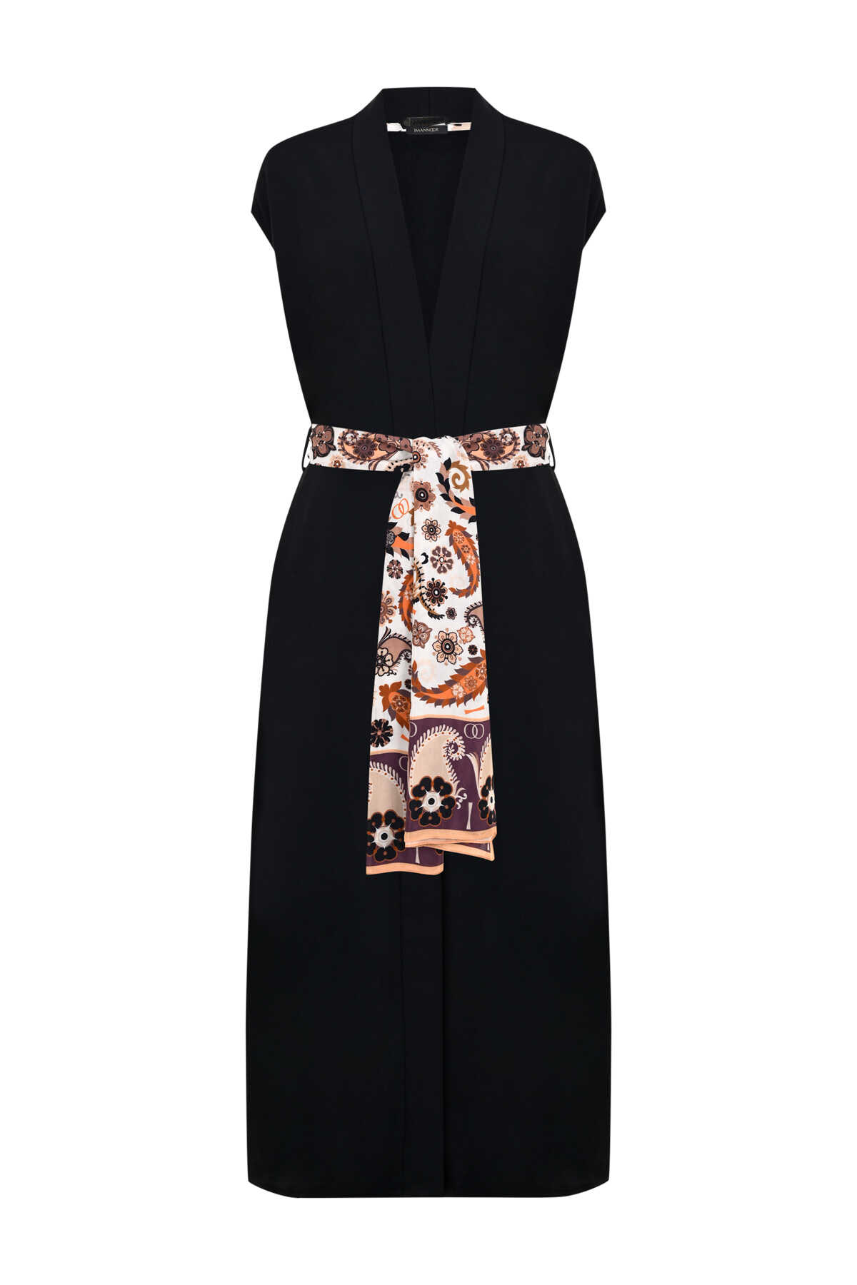 Black-Orange Three Thread Long Vest Piping