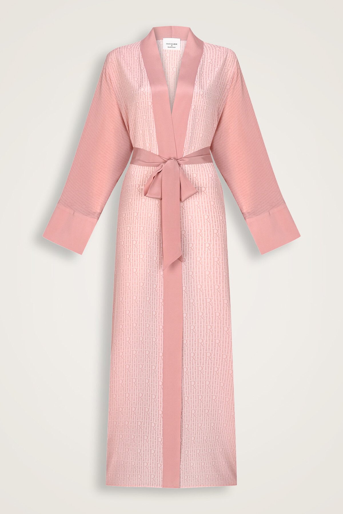 İmannoor x Rawdah Monogram Degrade Pembe İpek Kimono