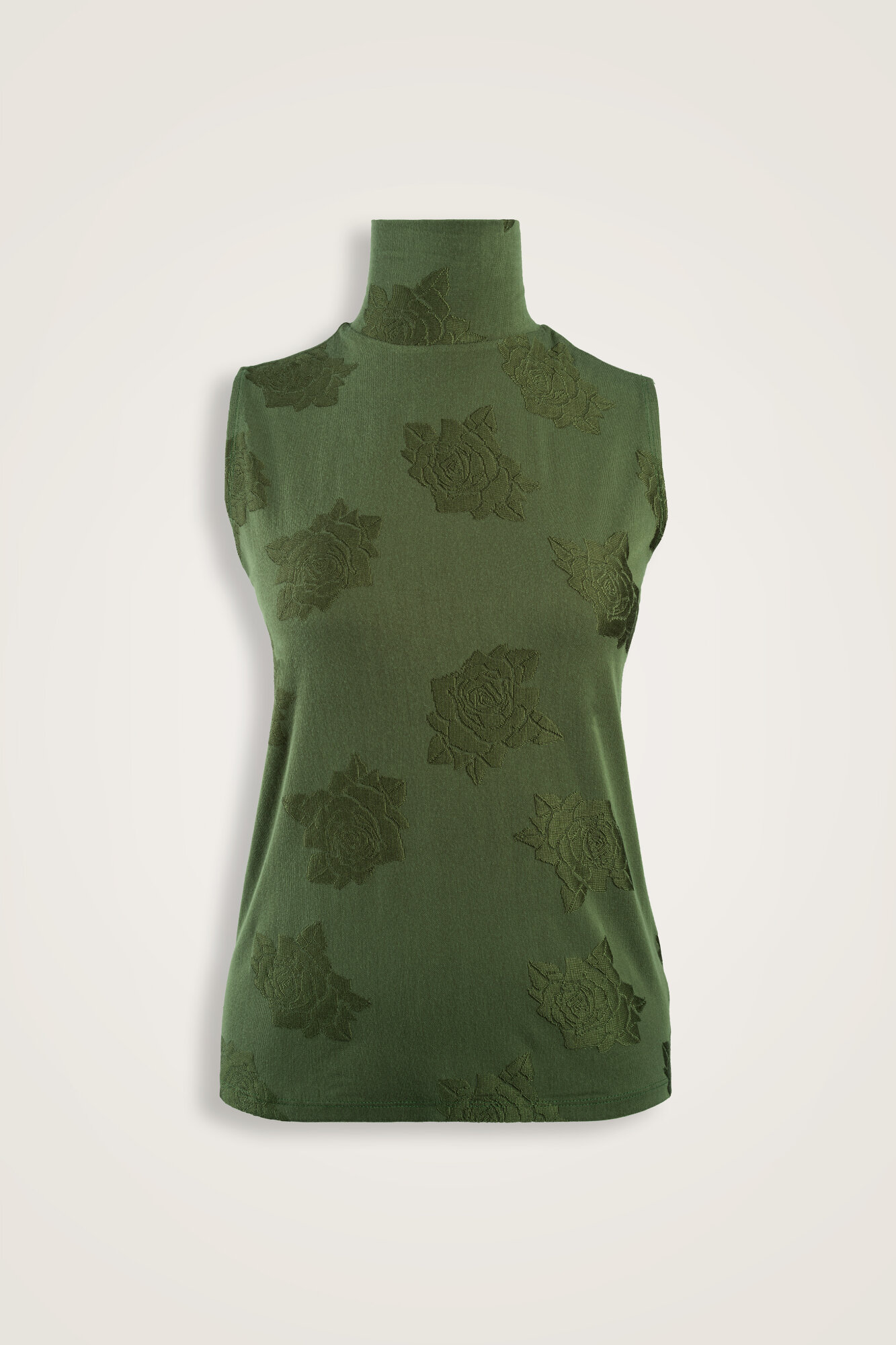 Rose Jacquard Khaki Supreme Sleeveless Blouse